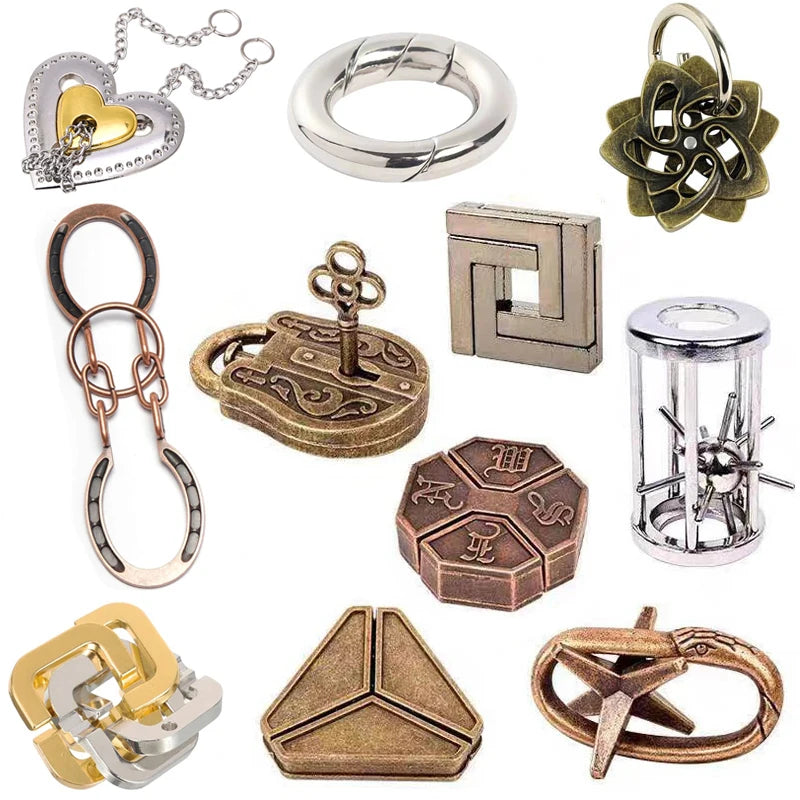 Metal Puzzle Brain Teaser IQ Test Toys Educational Mind Games Adults C ...